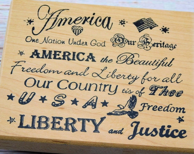Patriotic Background Rubber Stamp - America the Beautiful - Wood Mount ...