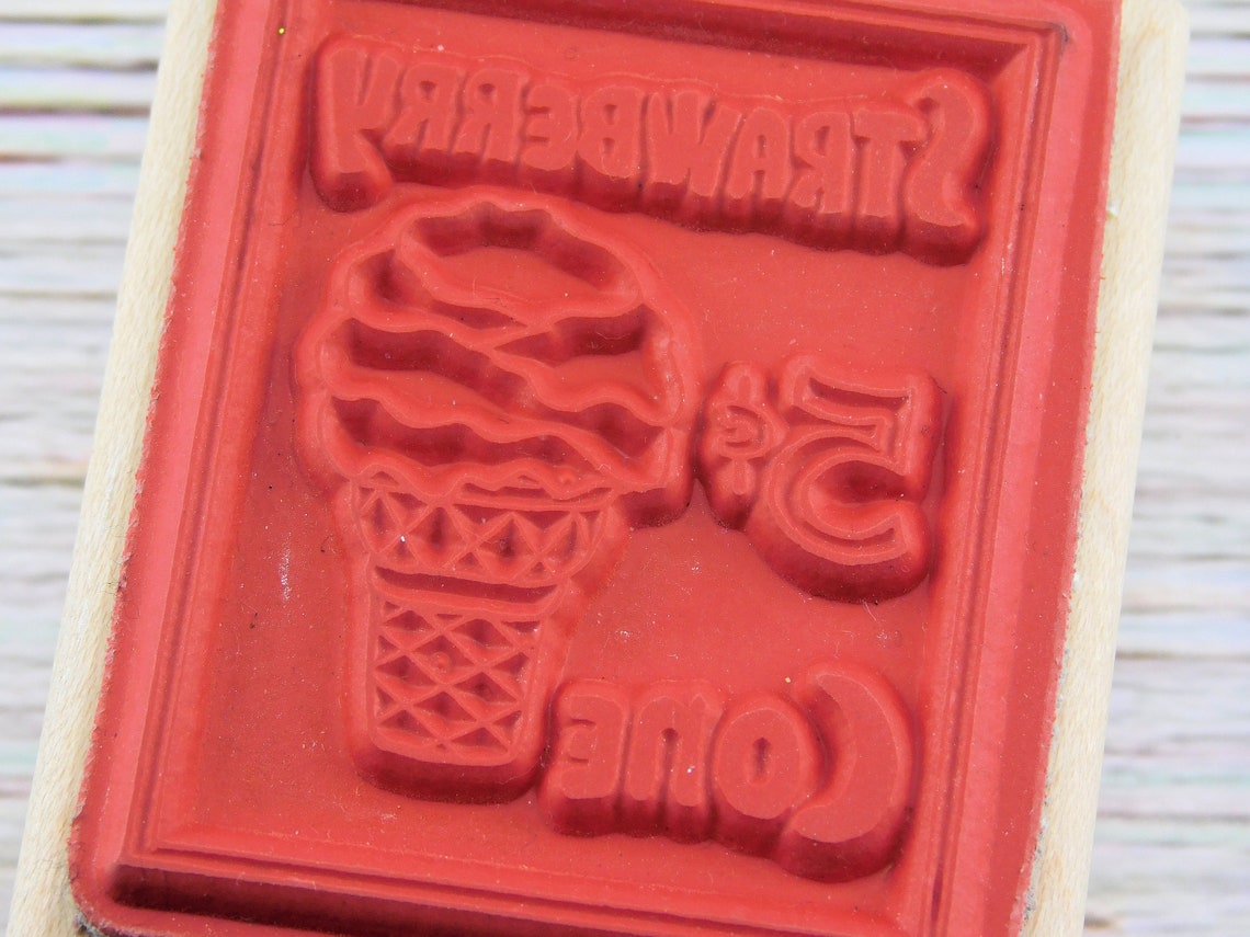 Ice Cream Cone Stamp - Strawberry Cone - Just for Fun Rubber Stamp ...