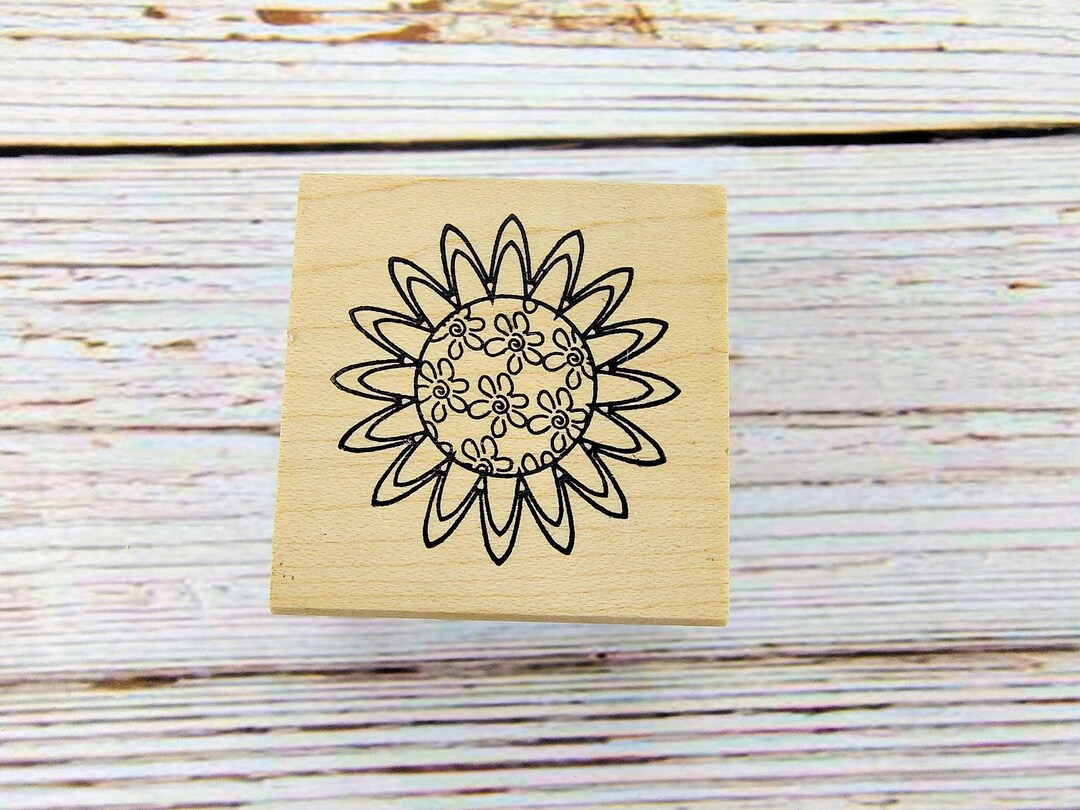 Outlines Rubber Stamp – Daisy Flower With Patterned Center – Retired ...