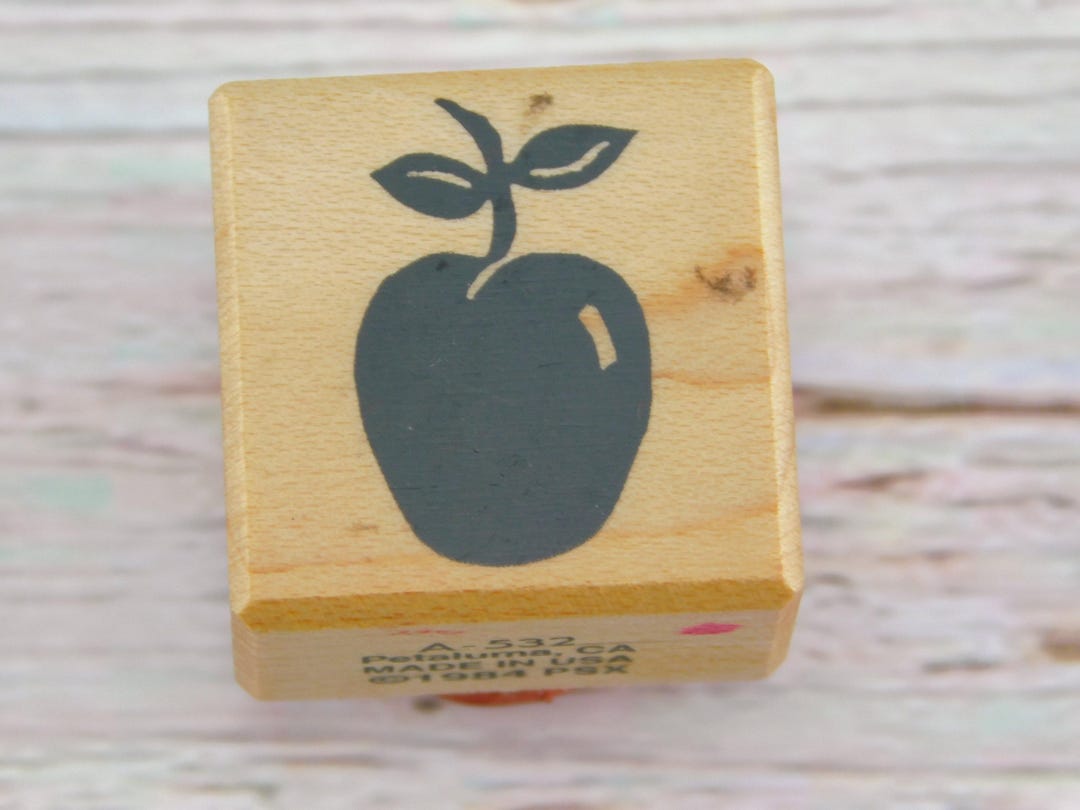 Apple Rubber Stamp Apple Fruit Stamp PSX Stamp Wood Mount Stamp - Etsy