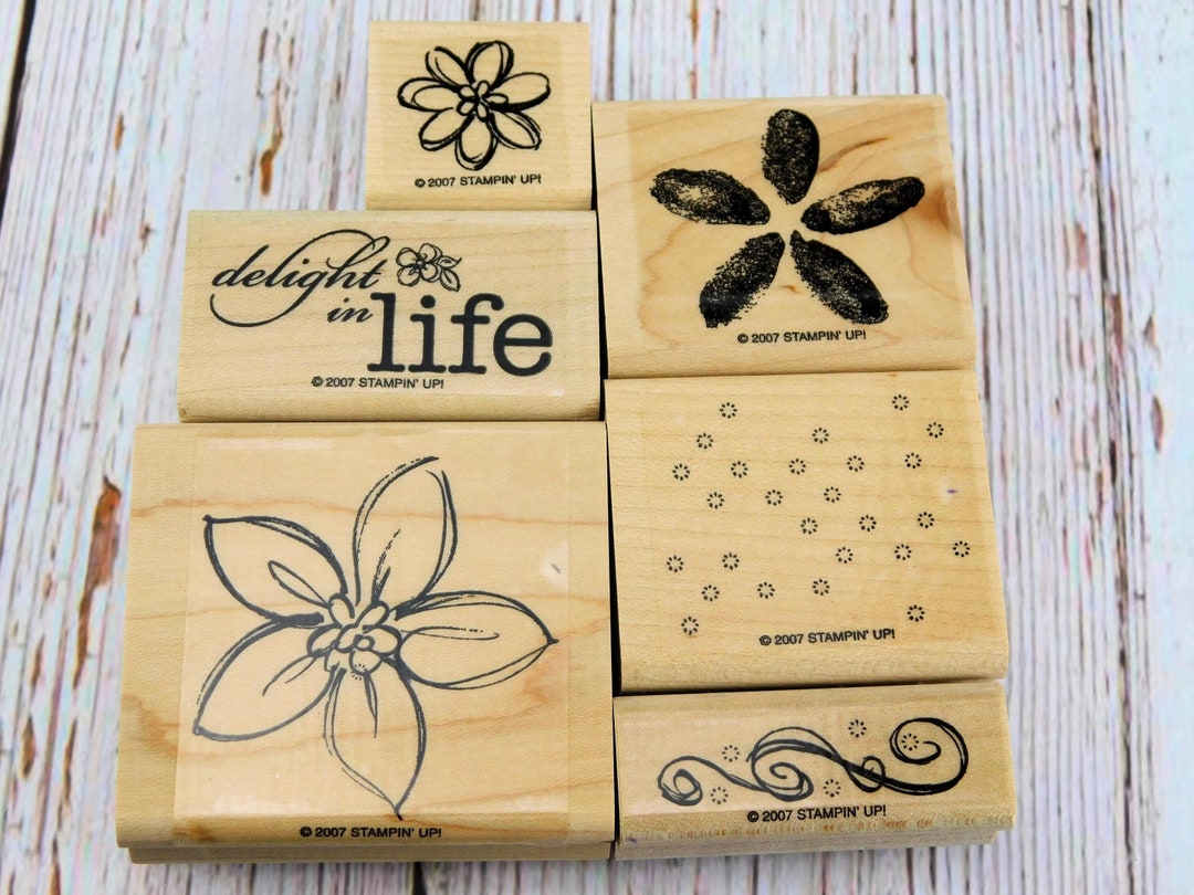 Flower Stamp Set - Stampin up Rubber Stamps - Delight in Life - Wood ...