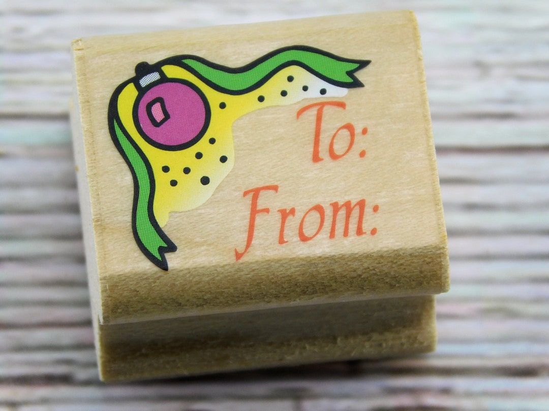 Gift Tag Rubber Stamp - to and From Stamp - Christmas Ornament Stamp ...