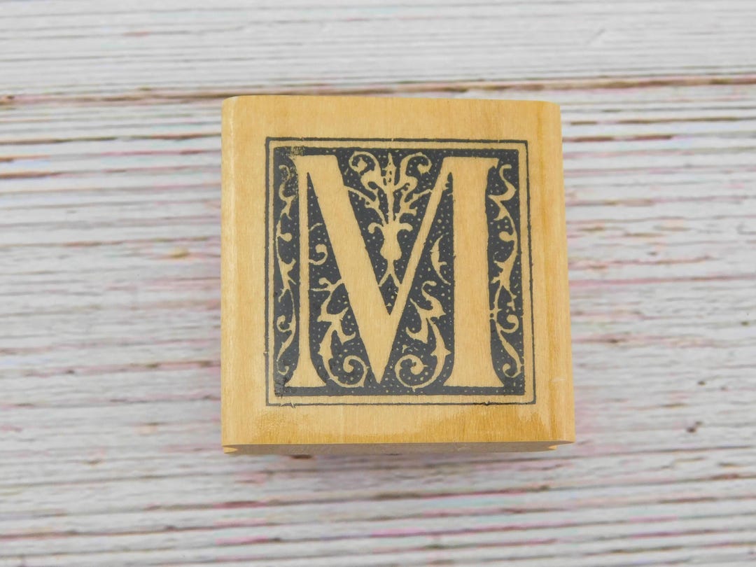 Ornate Letter M Stamp - Monogram Stamp - Anita's Rubber Stamps - Wood Mounted Stamp - Etsy
