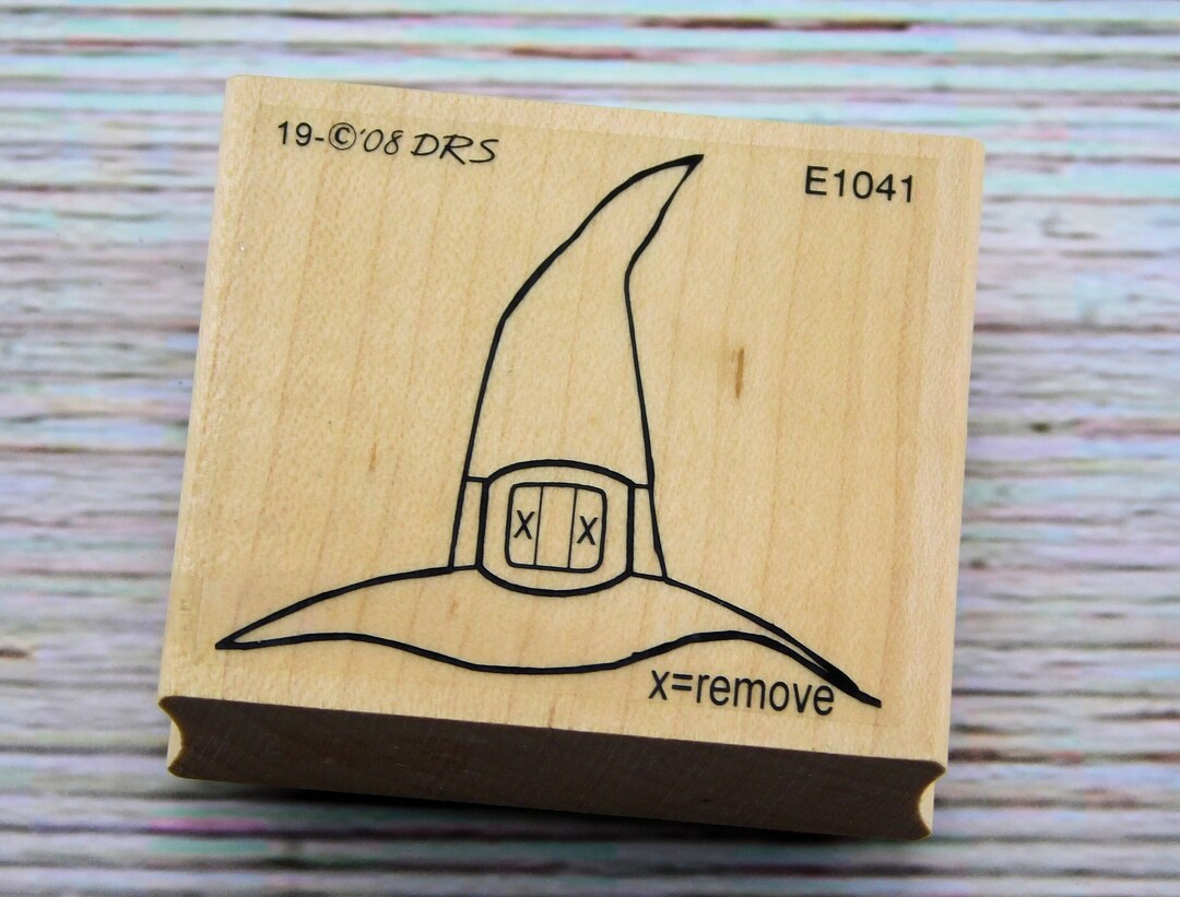 Witch Hat Rubber Stamp - Halloween Stamp - DRS Designs Stamp - Wood ...