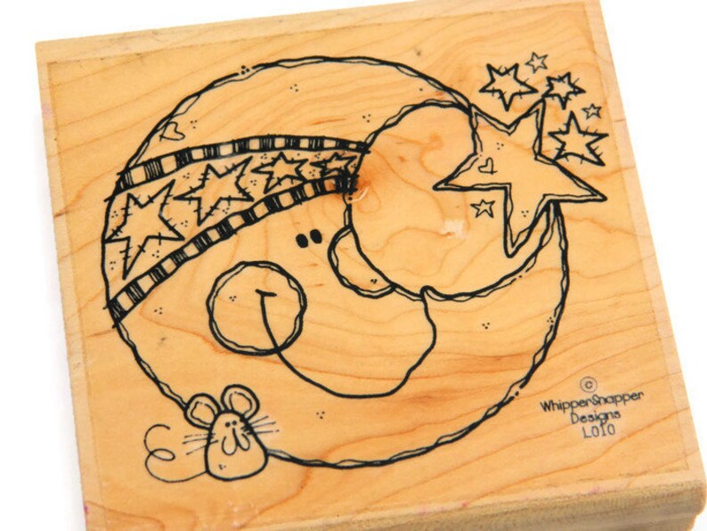 Moon Rubber Stamp Moon and Stars Happy Moon Stamp - Etsy