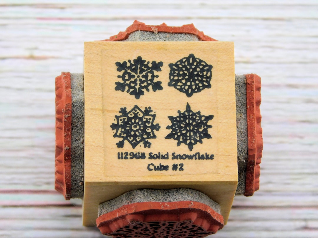Snowflake Stamp Cube - Snowflake Rubber Stamps - Wood Mounted Stamp - Etsy