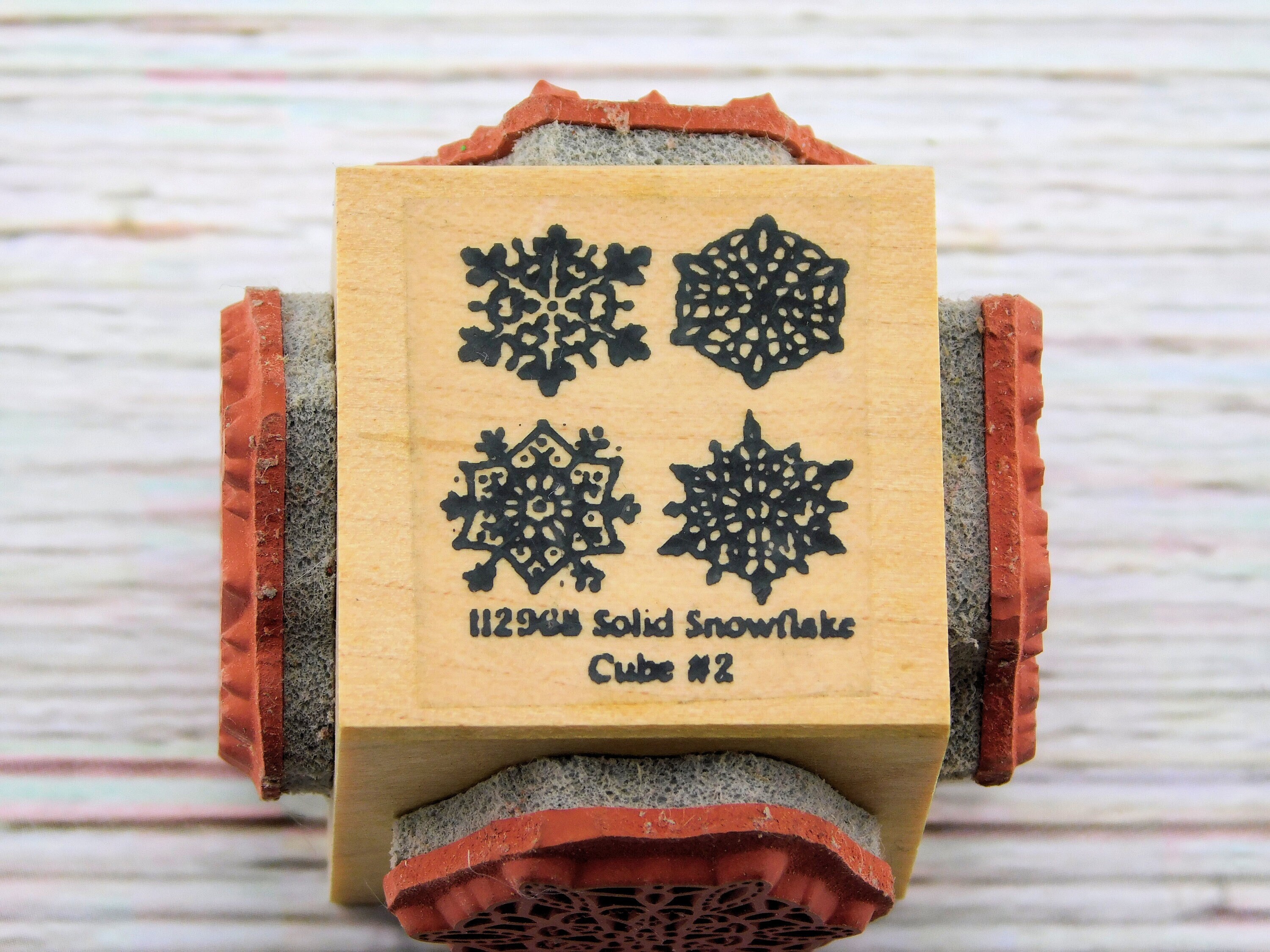 Snowflake Stamp Cube Snowflake Rubber Stamps Wood Mounted Stamp - Etsy