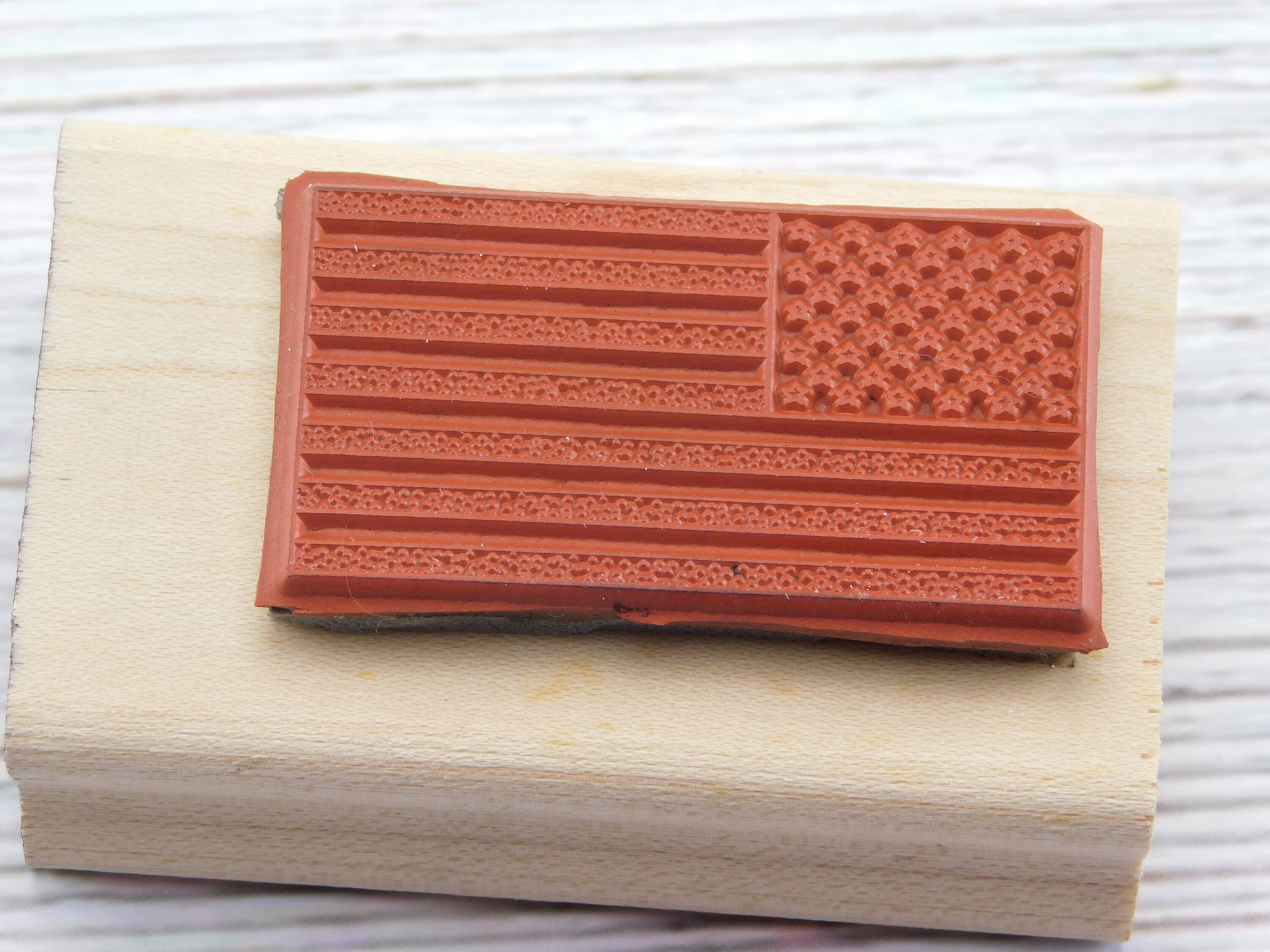 American Flag Rubber Stamp USA Flag Stamp Taylored Art Stamp Wood Mount ...