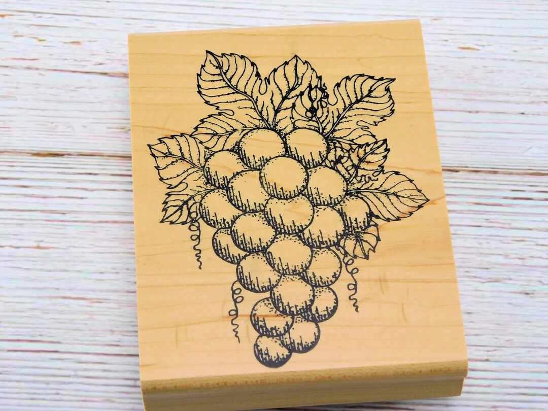 Grapes Rubber Stamps Grape Cluster Holly Berry House Wood Mounted Stamp ...