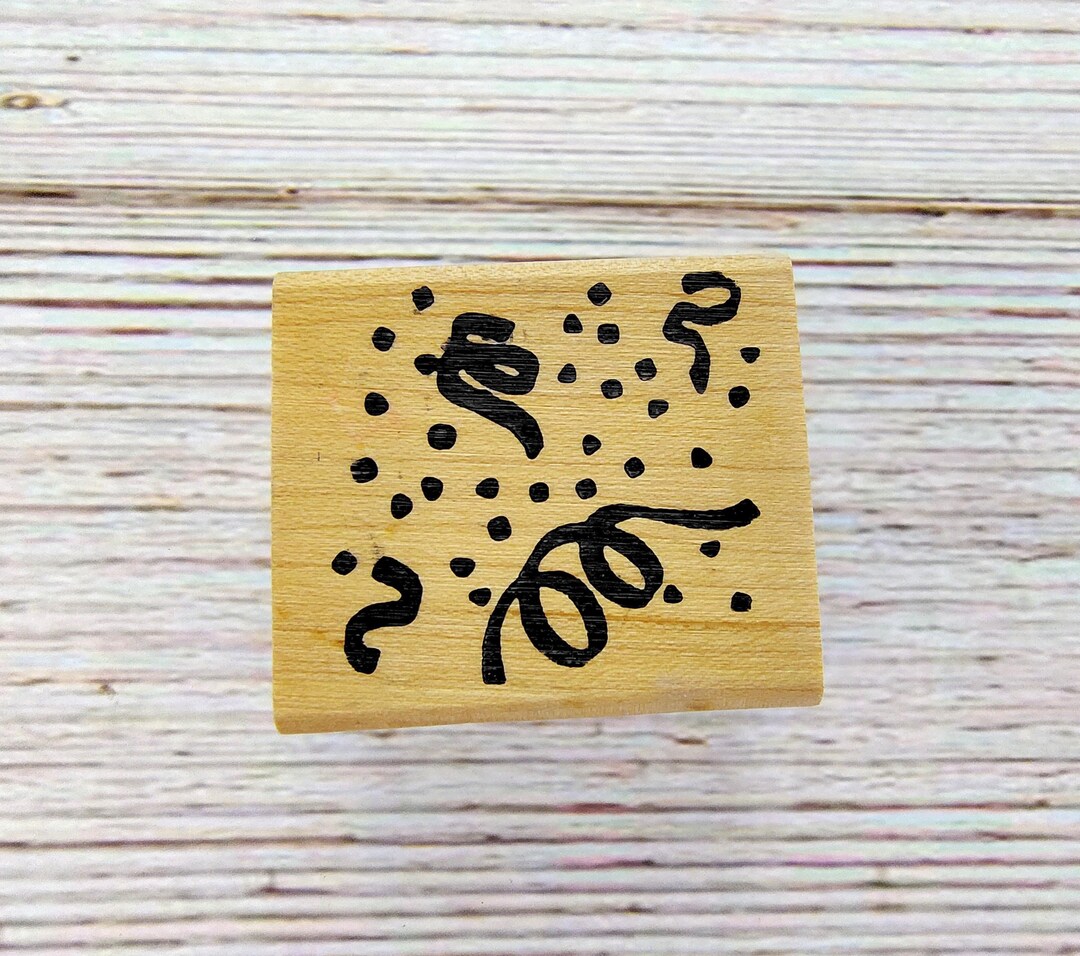 Vintage Confetti & Streamers Rubber Stamp – Artistic Impressions Wood ...
