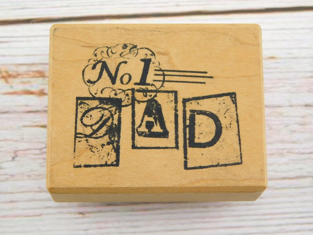 No. 1 Dad Rubber Stamp - Dad Text Stamp - American Art Stamp - Wood ...