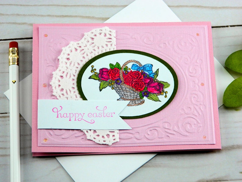 Easter Greeting Card Happy Easter Card Flower Basket Card - Etsy