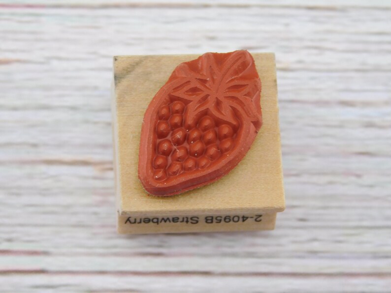 Strawberry Stamp Fruit Rubber Stamp A Muse Artstamps Wood Mounted Stamp ...