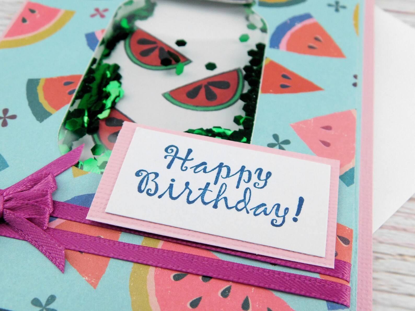 Watermelon Shaker Birthday Card – Handmade Greeting Card - Etsy