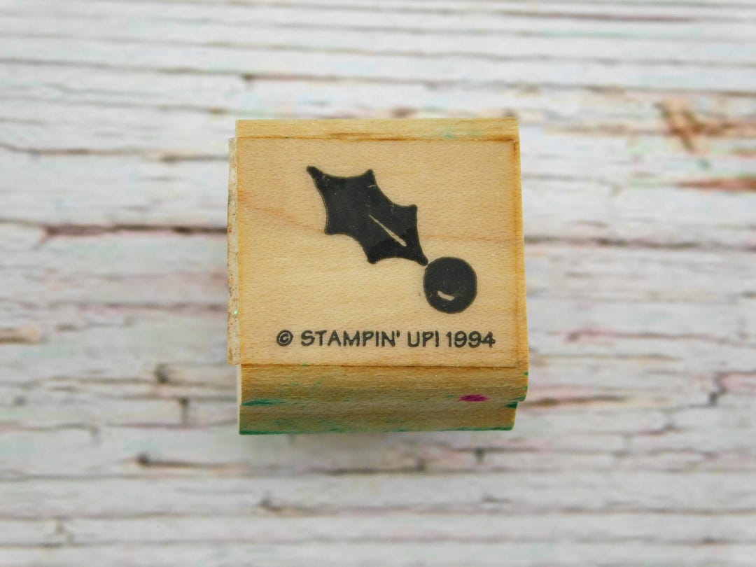 Holly Rubber Stamp - Holly Leaf and Berry - Stampin up Stamp - Mini ...