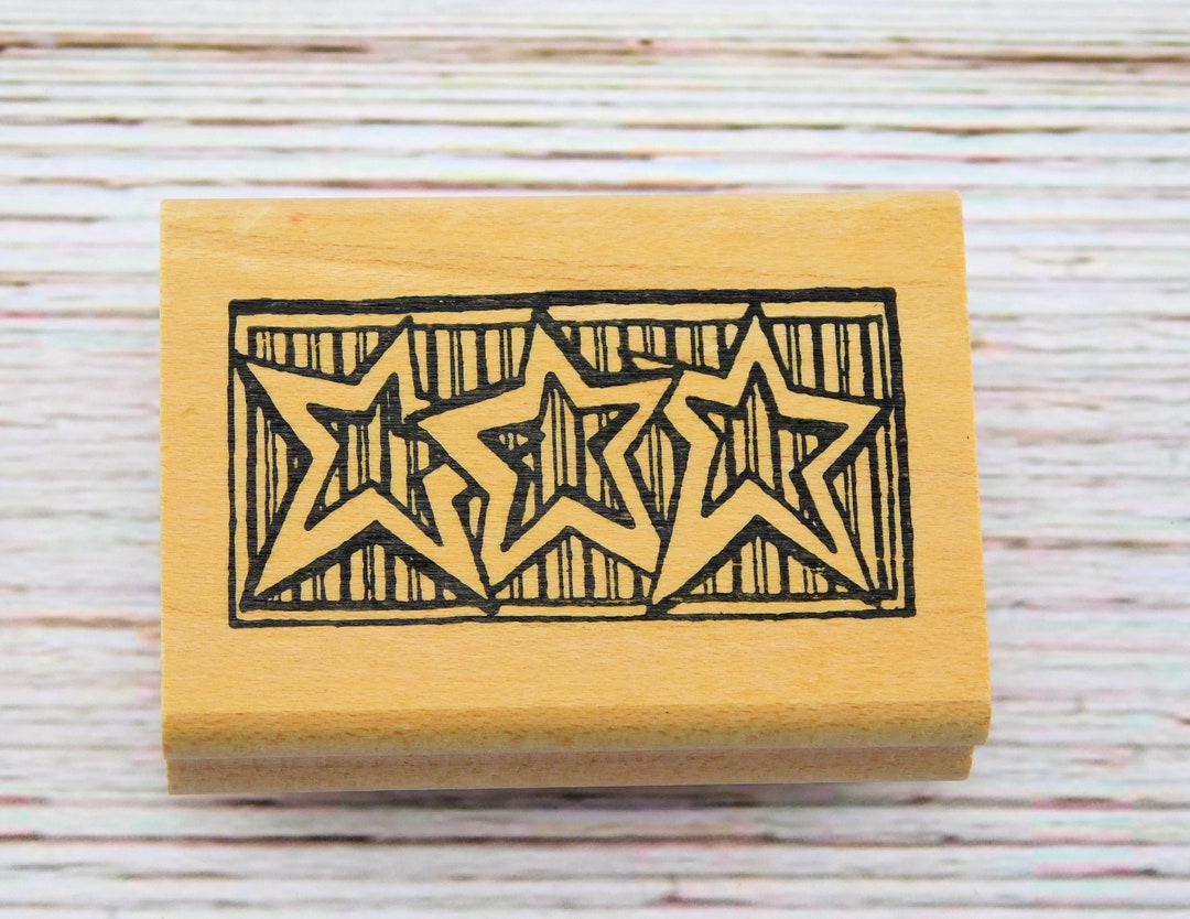 Star Rubber Stamp - Star Trio Stamp - Star Border Stamp - G Rated ...