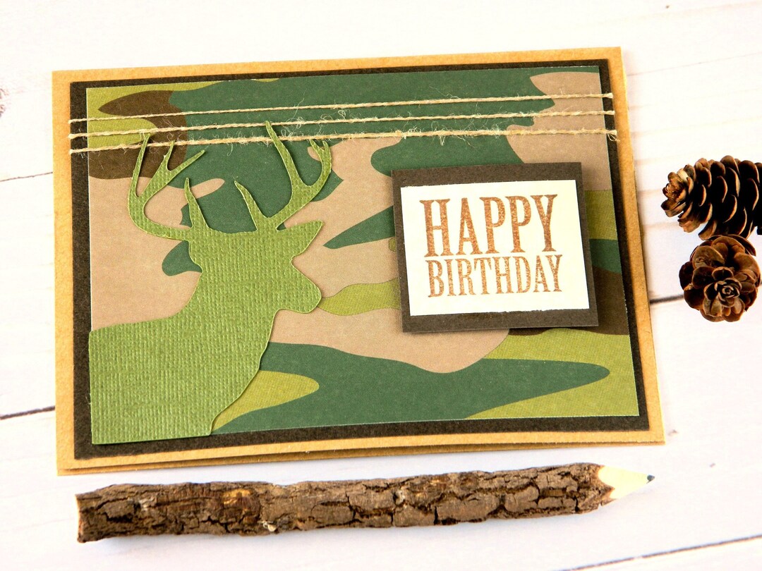 Deer Birthday Card Camouflage Birthday Card Birthday Greeting Card - Etsy