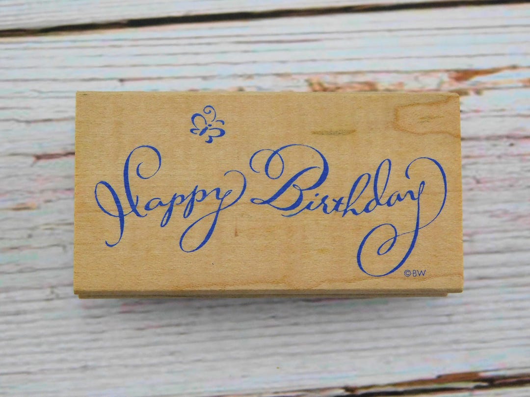 Happy Birthday Rubber Stamp - Birthday Sentiment - Butterfly Birthday ...