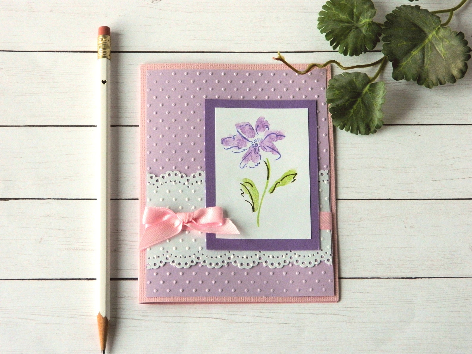 Daisy Birthday Card Purple Flower Card Gift Card Holder Stampin up Card ...