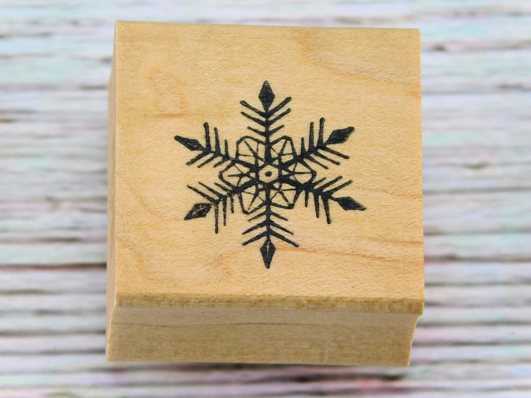 Snowflake Rubber Stamp - Winter Snowflake - Wood Mounted Stamp - Etsy