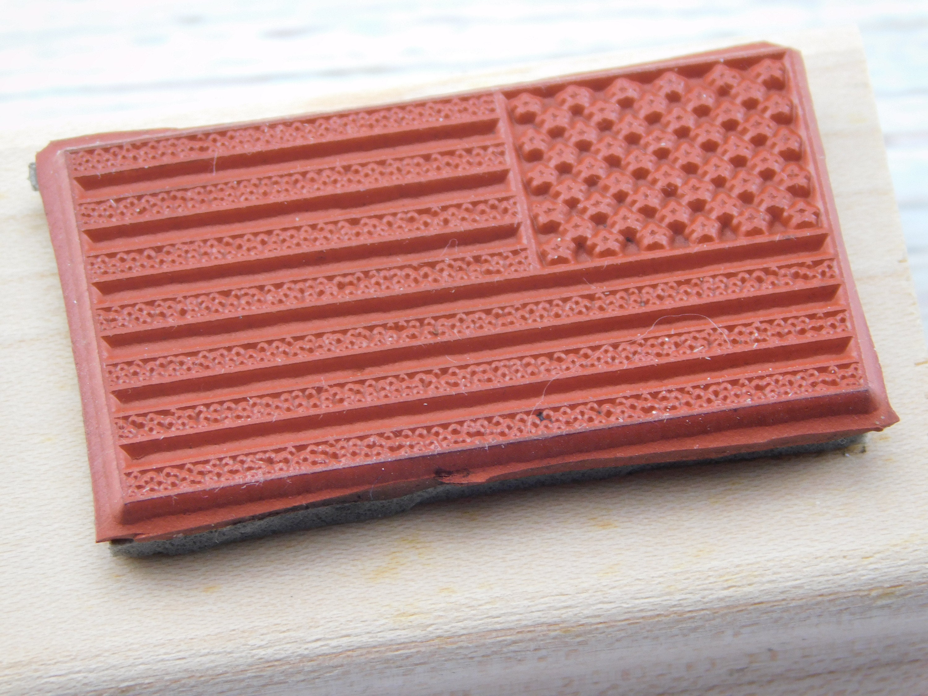 American Flag Rubber Stamp USA Flag Stamp Taylored Art Stamp Wood Mount ...