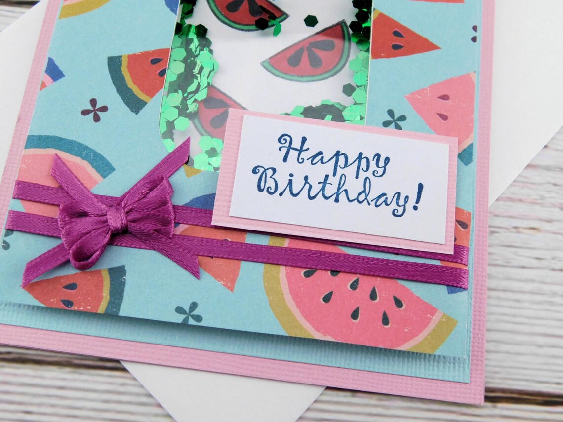 Watermelon Shaker Birthday Card – Handmade Greeting Card - Etsy