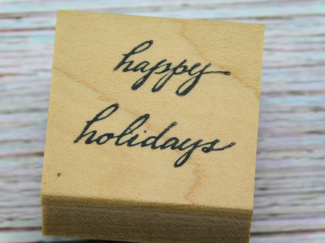 Happy Holidays Stamp - Text Rubber Stamp - Sentiment Stamp - Northwoods ...