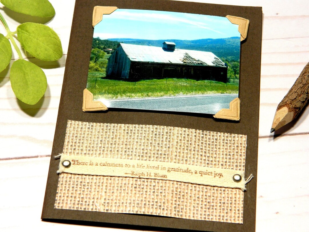 Thank You Card Rustic Barn Card Handmade Greeting Card - Etsy