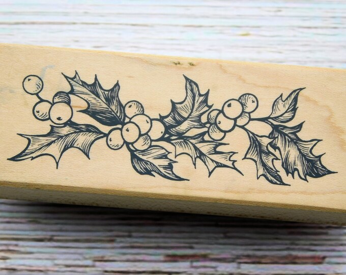 Holly Rubber Stamp - Holly and Berries - Holly Border Stamp - PSX ...
