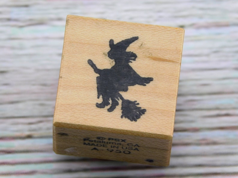 Witch Rubber Stamp Witch on Broomstick PSX Stamp Wood Mounted Stamp - Etsy