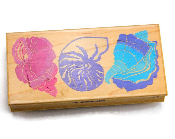 Shell Rubber Stamp - Seashell Stamp - All Night Media - Wood Mounted ...