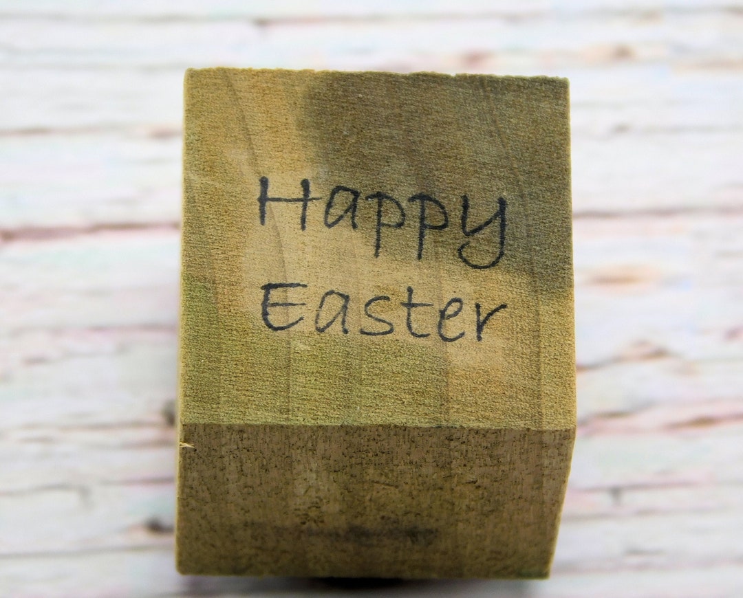 Happy Easter Stamp - Easter Text Stamp - Rubber Stamp Tapestry - Wood ...