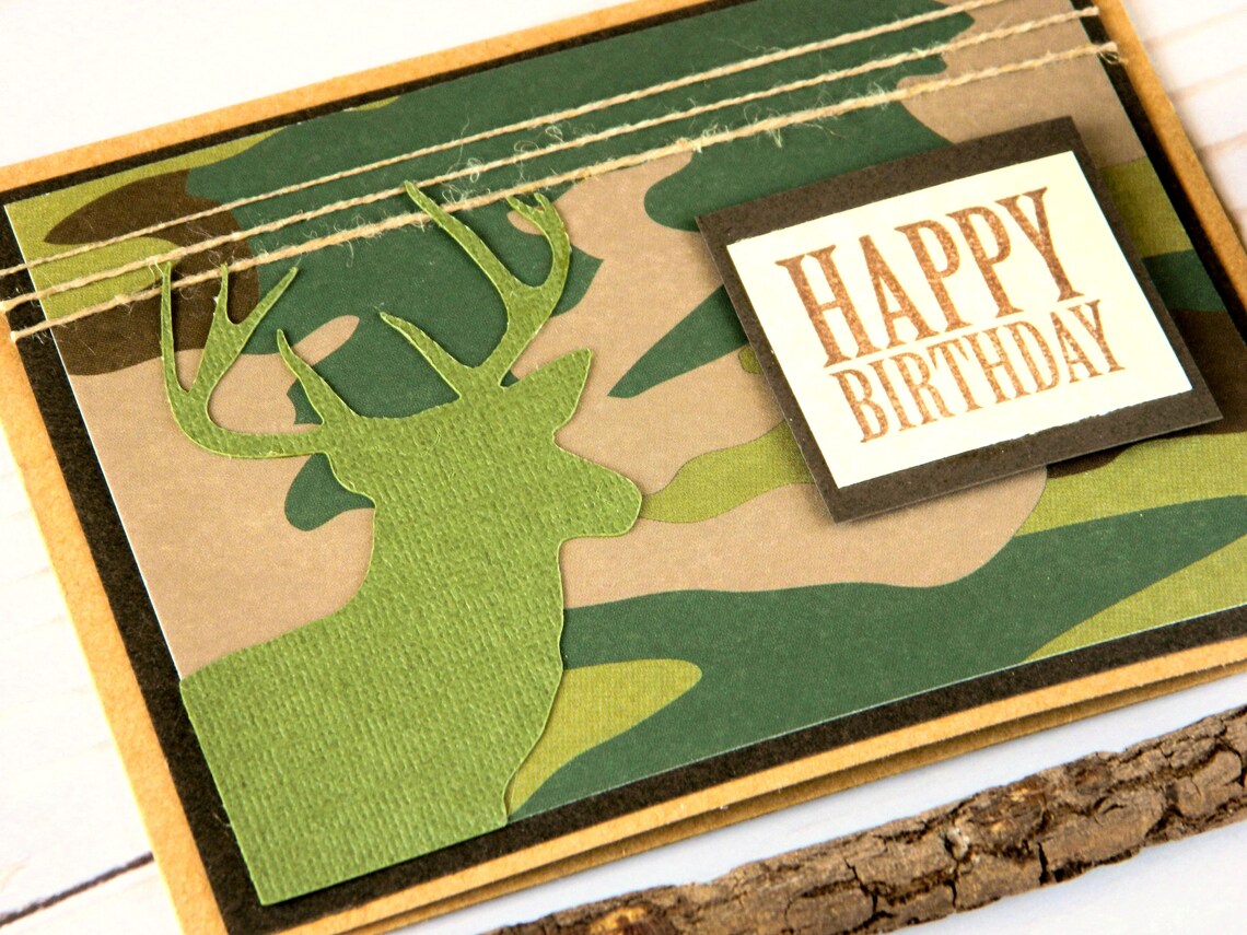 Deer Birthday Card Camouflage Birthday Card Birthday Greeting Card - Etsy