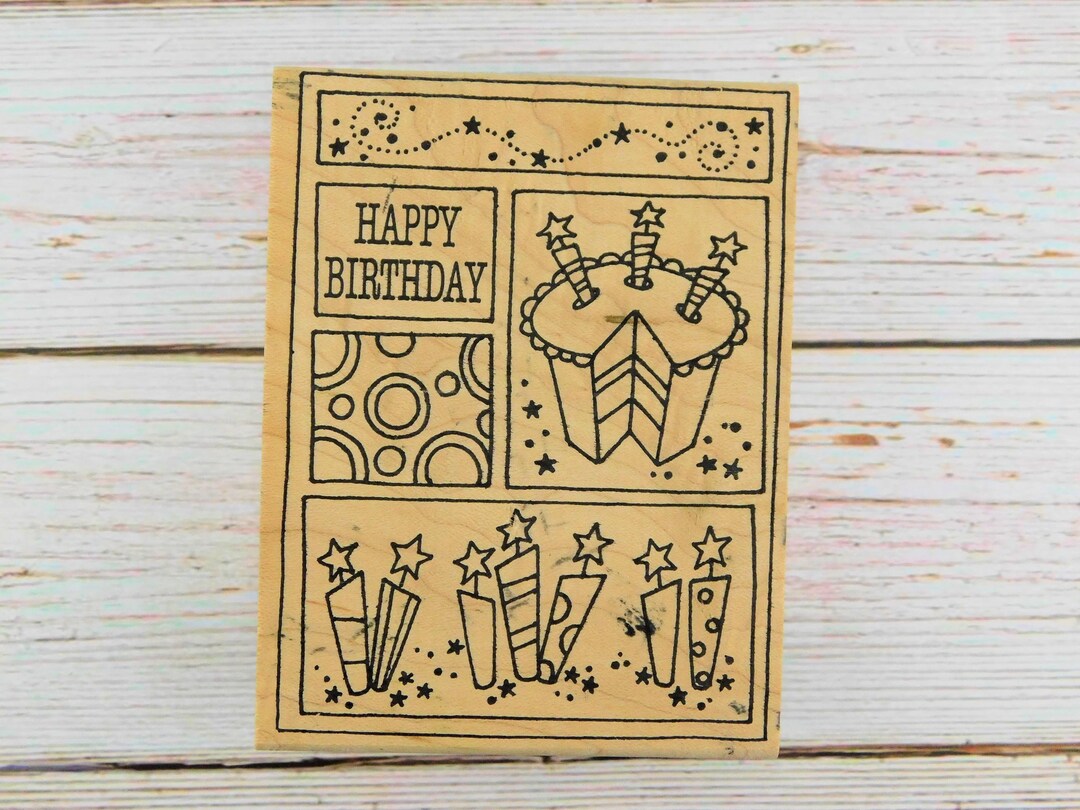 Birthday Rubber Stamp - Birthday Collage - Birthday Mini Frame - Art ...
