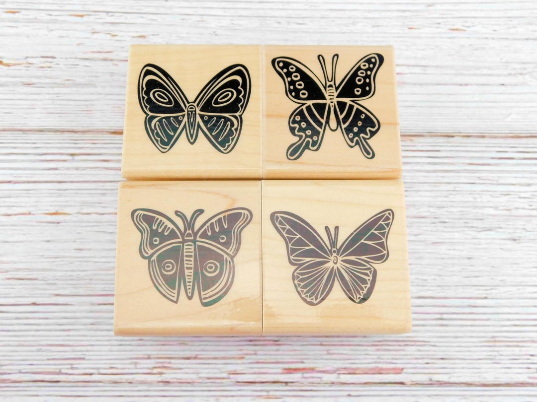 Bold Butterflies Rubber Stamp Set by Close to My Heart – Set of 4 Wood ...