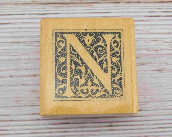 Ornate Letter N Stamp - Monogram Stamp - Anita's Rubber Stamps - Wood ...