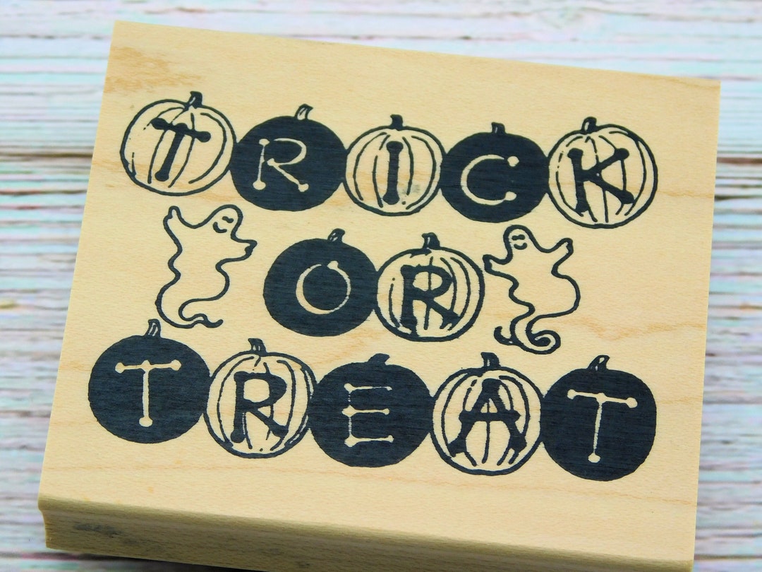 Trick or Treat Stamp - Pumpkins and Ghosts - Halloween Stamp ...