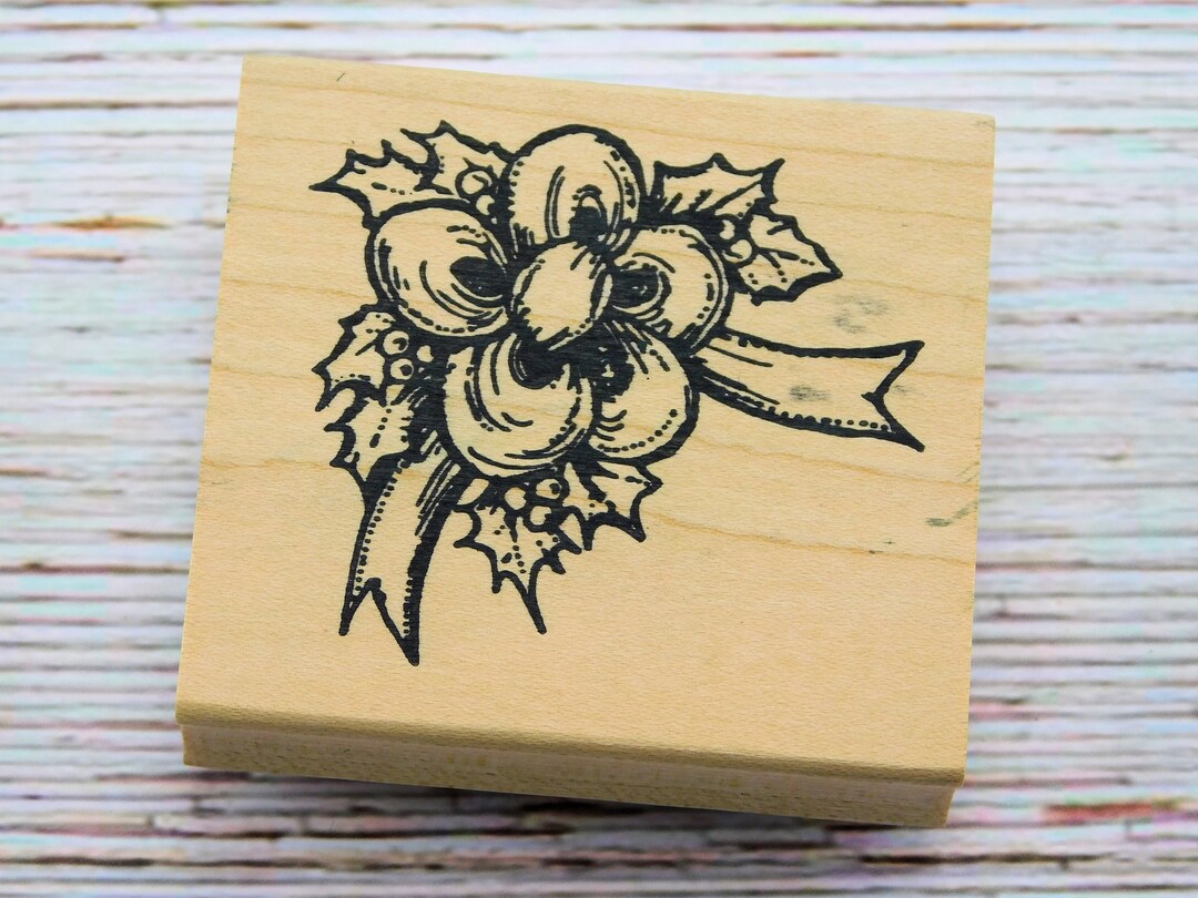 Holly Rubber Stamp Holly Corner Stamp Holly With Bow Northwoods Stamps ...