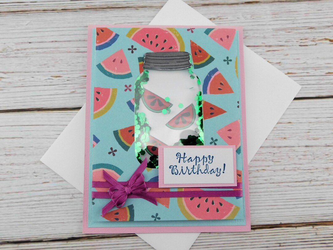 Watermelon Shaker Birthday Card – Handmade Greeting Card - Etsy