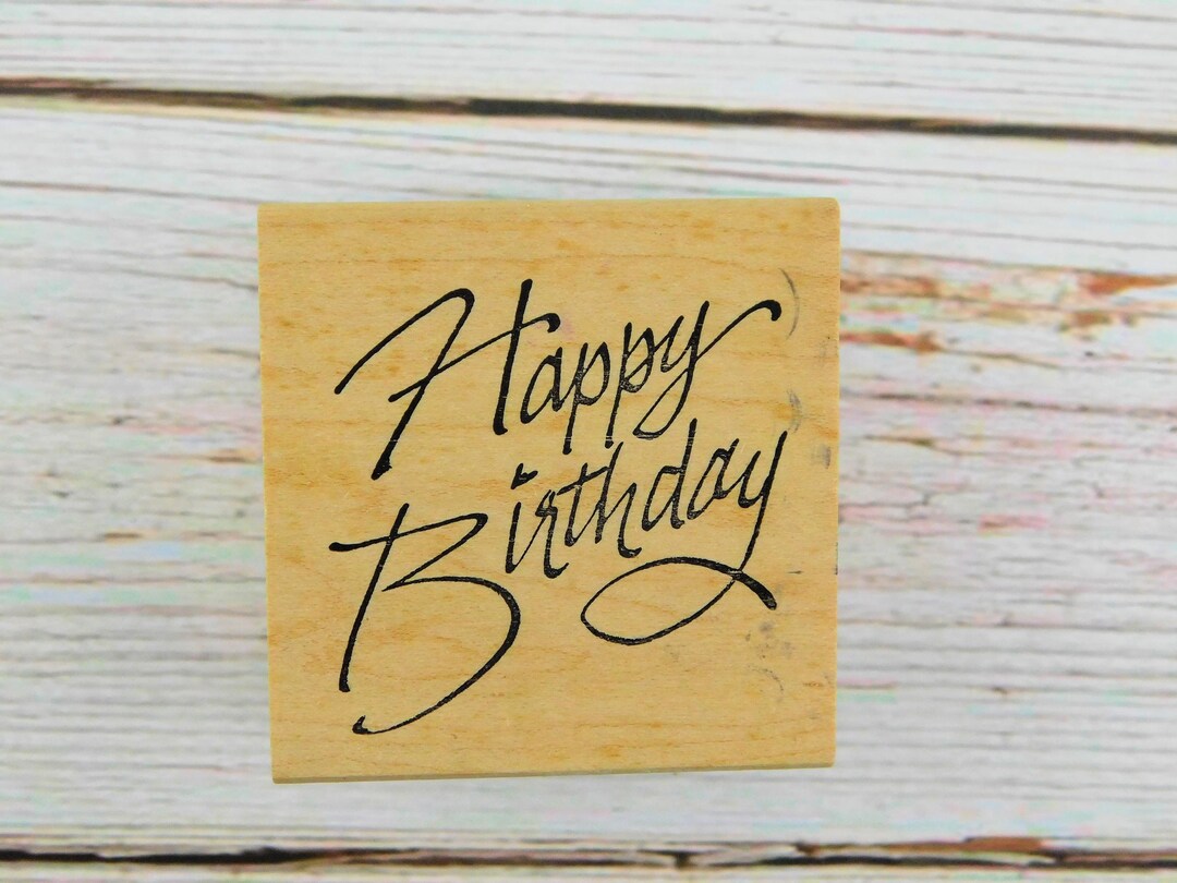 Happy Birthday Rubber Stamp Birthday Text Stamp Art Impressions ...
