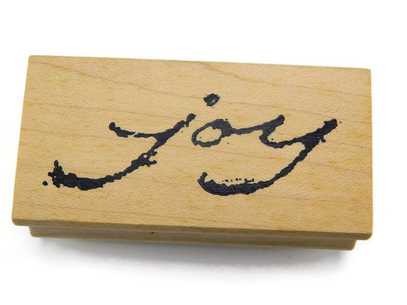 Joy Script Stamp Joy Rubber Stamp Mounted Joy Stamp - Etsy