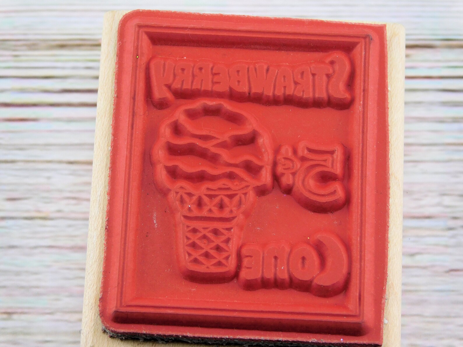 Ice Cream Cone Stamp - Strawberry Cone - Just for Fun Rubber Stamp ...
