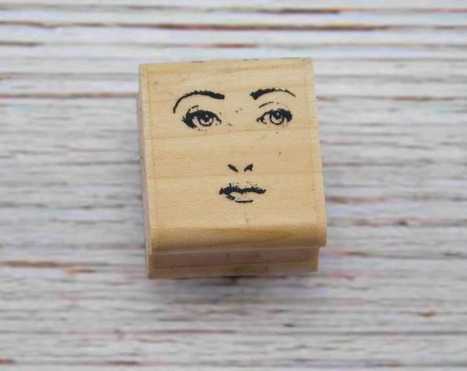 Face Rubber Stamp - Vintage Face Stamp - Surreal Woman’s Face Eyes and ...