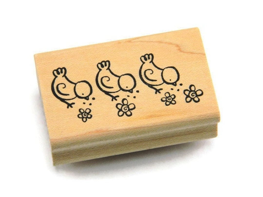 Baby Chick Stamps Chick Border Stamp Paper Salon Stamps Wood Mounted ...