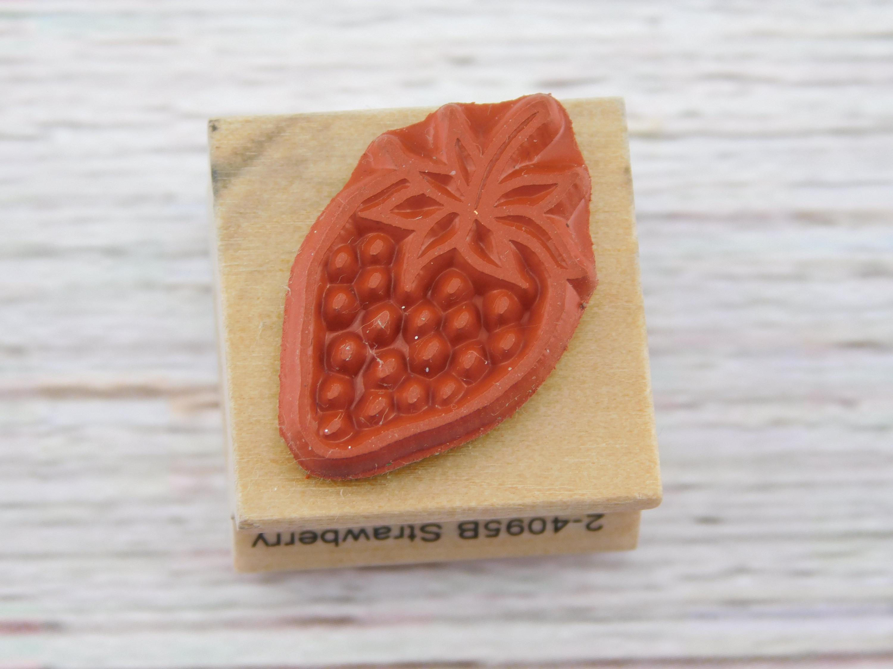 Strawberry Stamp Fruit Rubber Stamp A Muse Artstamps Wood Mounted Stamp ...