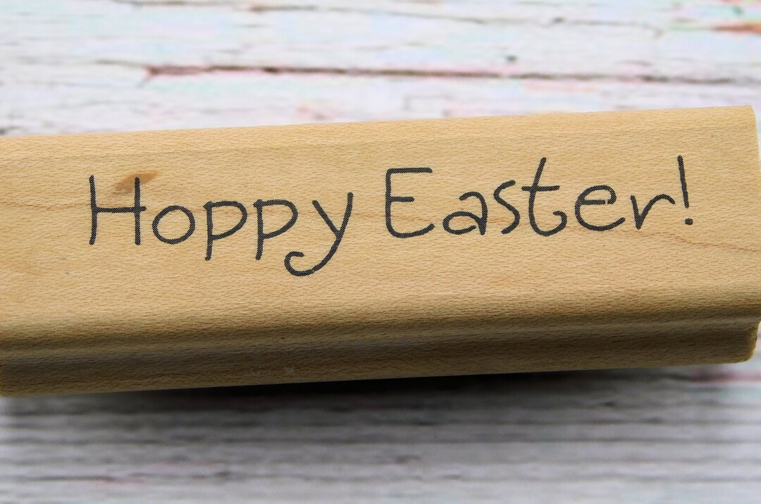 Easter Rubber Stamp - Hoppy Easter Stamp - Inky Antics - Wood Mounted ...
