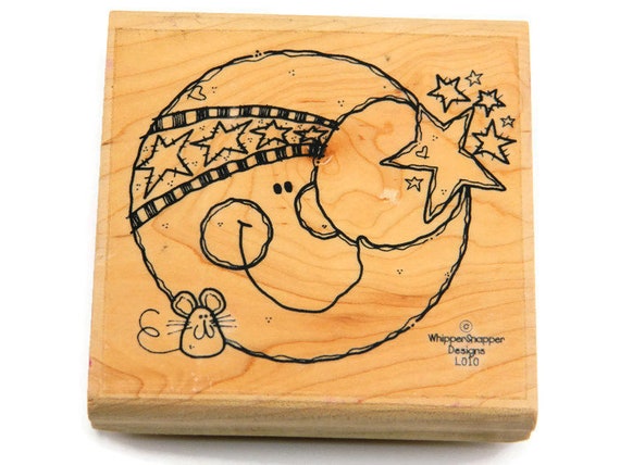 Moon Rubber Stamp Moon and Stars Happy Moon Stamp | Etsy