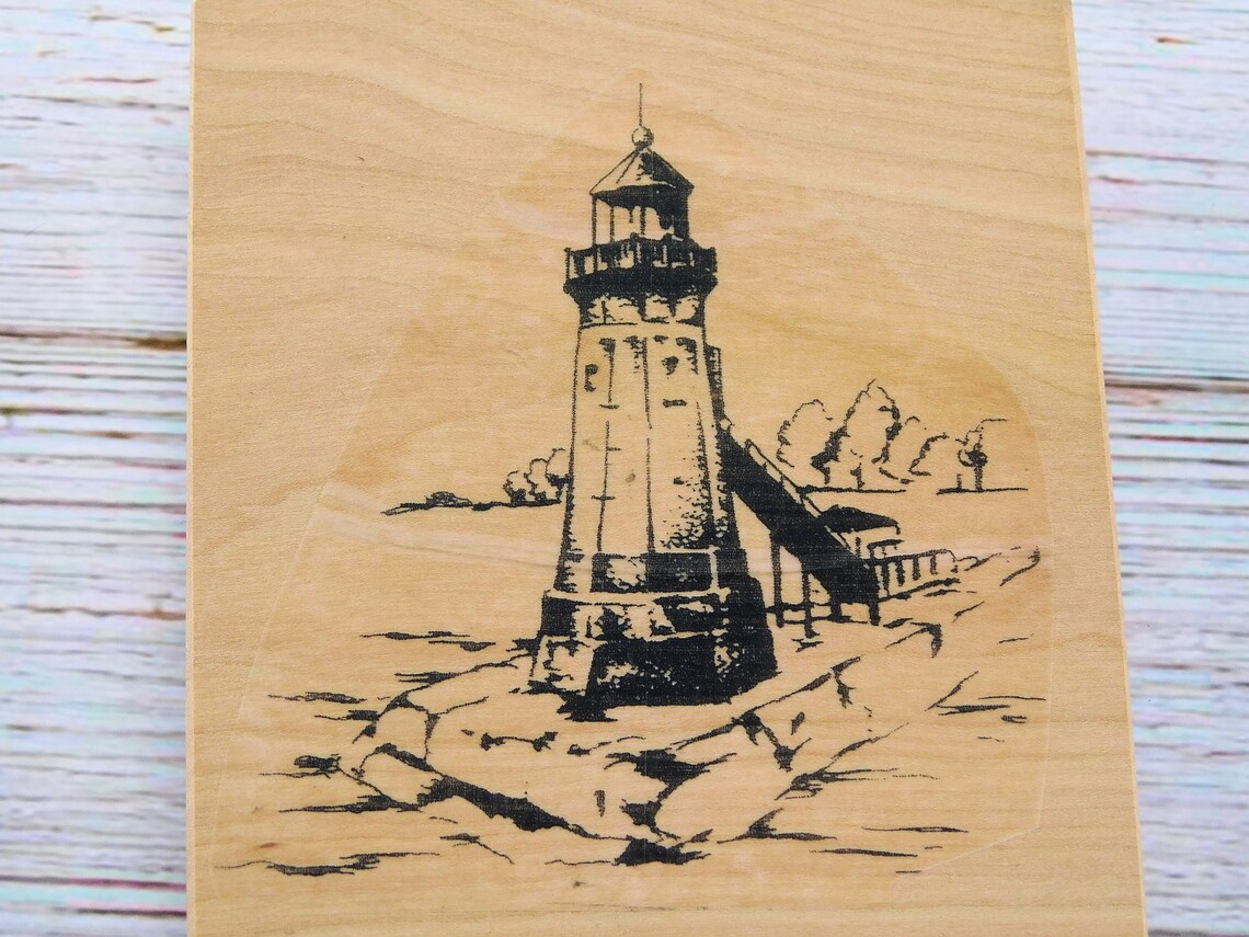 Lighthouse Stamp Nautical Rubber Stamp Wood Mounted Stamp - Etsy