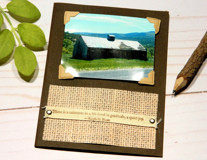 Thank You Card Rustic Barn Card Handmade Greeting Card - Etsy
