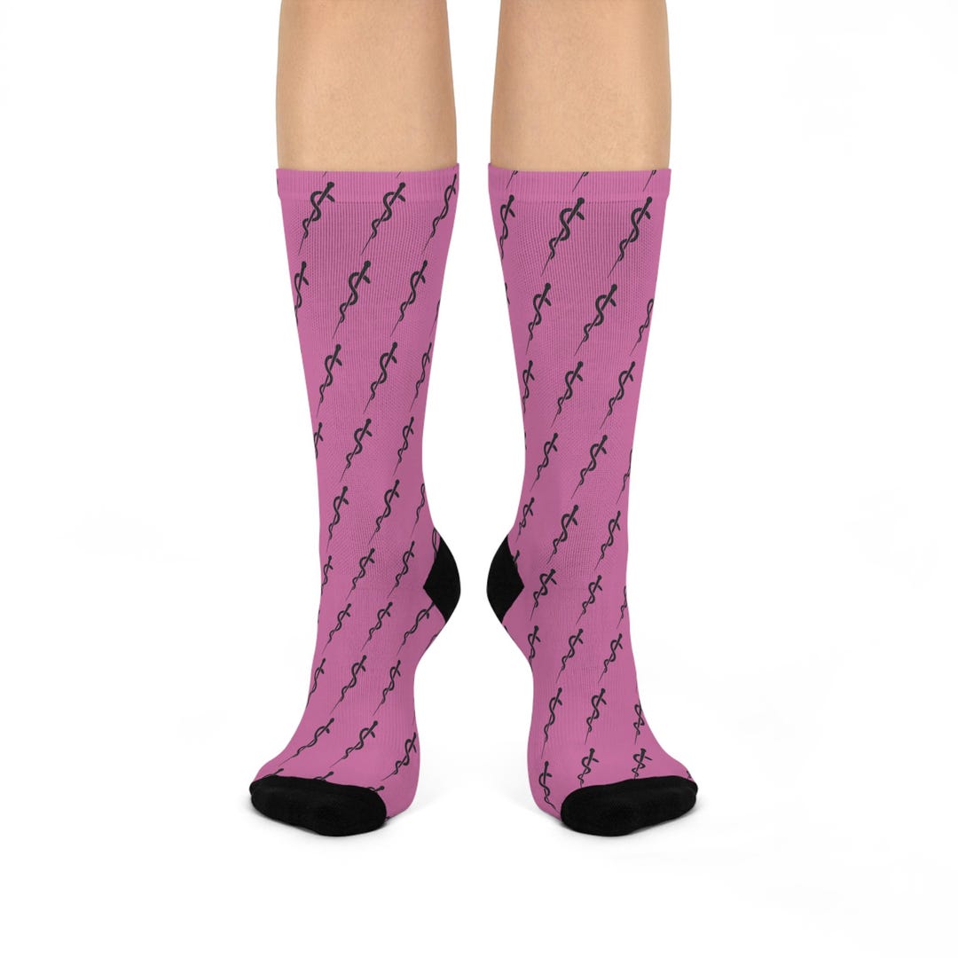 Rod of Asclepius Osteopathic Pattern Cushioned Crew Socks |pink - Etsy